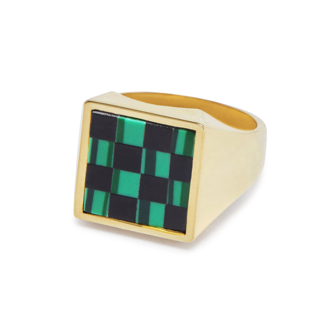 Samuel Mini Ring - Black Onyx/Malachite – Tarin Thomas